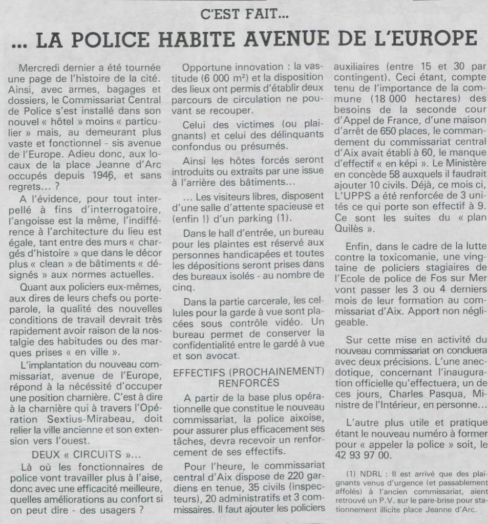 Le nouveau commissariat d'Aix - L'Aixois Le nouveau commissariat d'Aix - L'Aixois